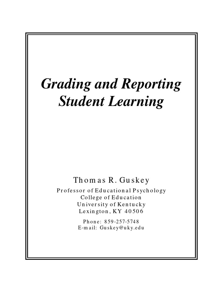 Grading and Reporting Student Learning | PDF | Homework | Educational ...