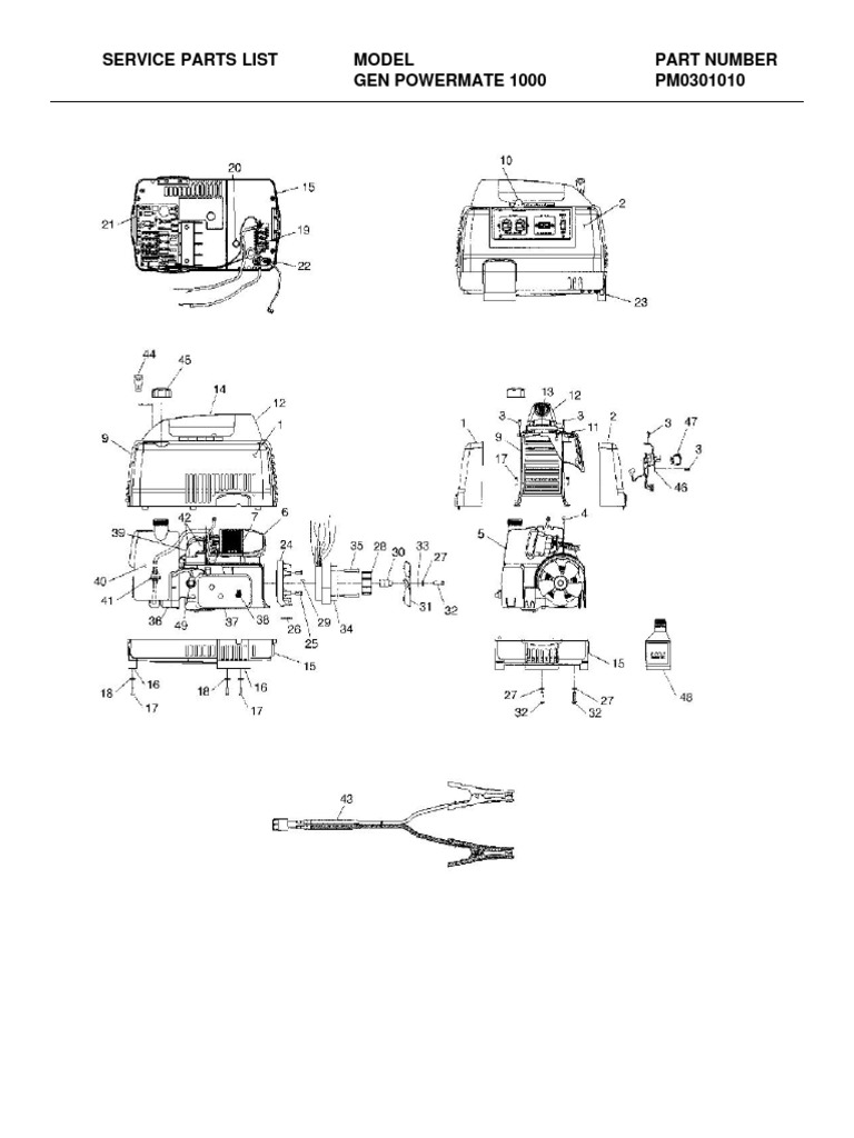 Powermate 1000 Parts List | PDF | Engines | Electrical Engineering