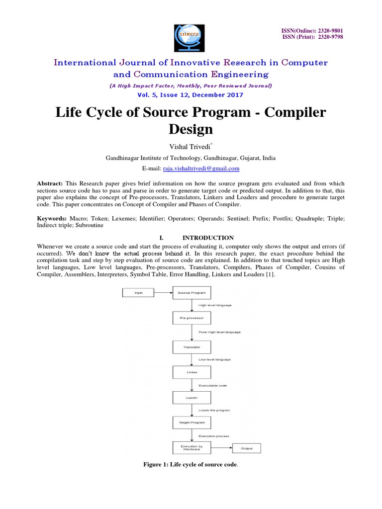 Life Cycle of Source Program Compiler Design | PDF | Compiler ...