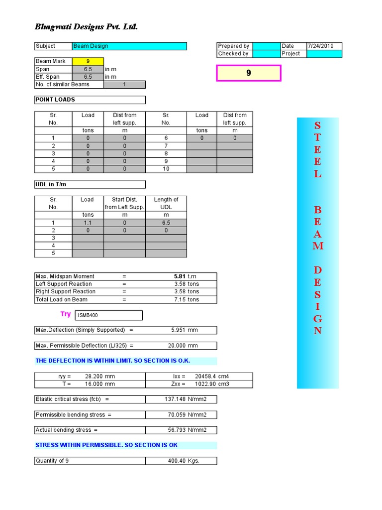 Steel Beam Design | PDF | Beam (Structure) | Bending