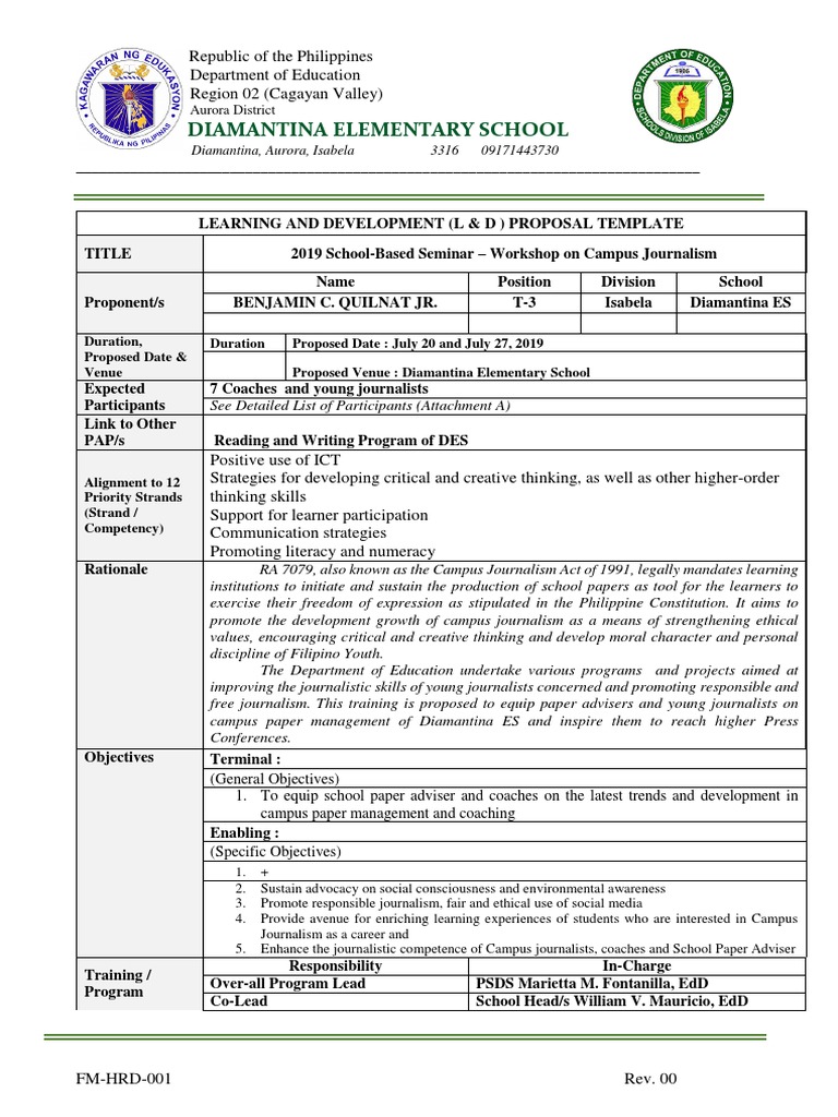 FM HRD 001 L D Proposal Template 2 | Journalism | Cognition
