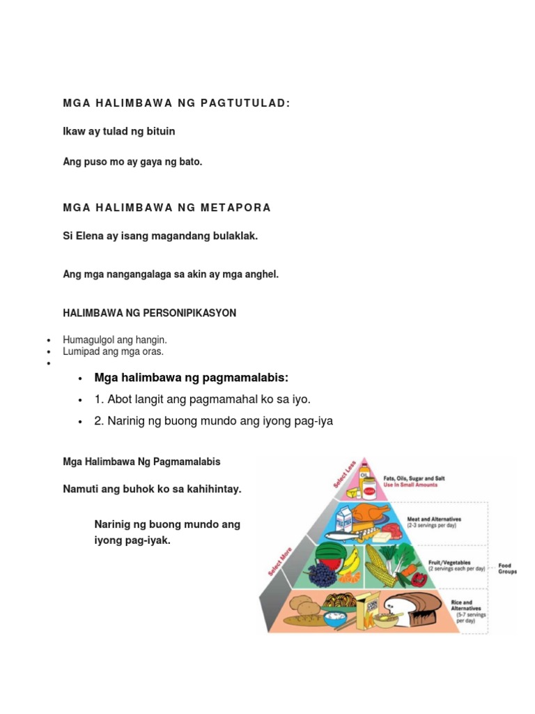 Mga Halimbawa NG Pagtutulad | PDF