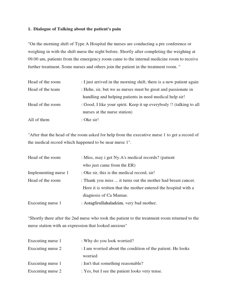 Patient Pain Assessment Dialogue | PDF | Patient | Breast Cancer