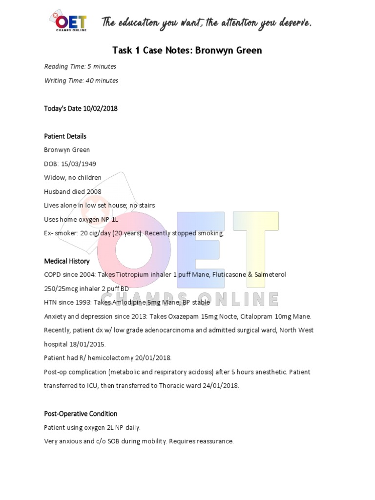 OET Speaking Test OETChamps | PDF | Patient | Surgery