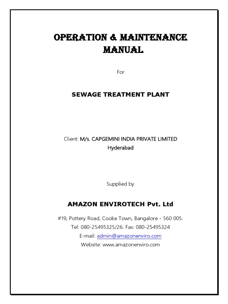 O & M Manual | PDF | Sewage Treatment | Pump