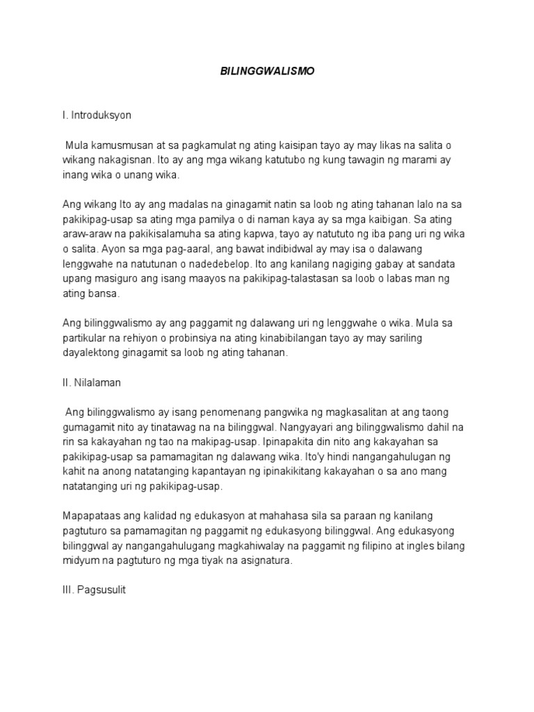 Bilinggwalismo | PDF