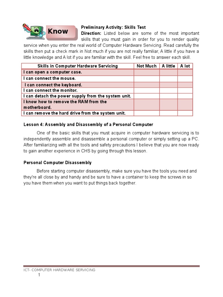 Assembly Disassembly Hand Out | PDF | Electrical Connector | Personal ...