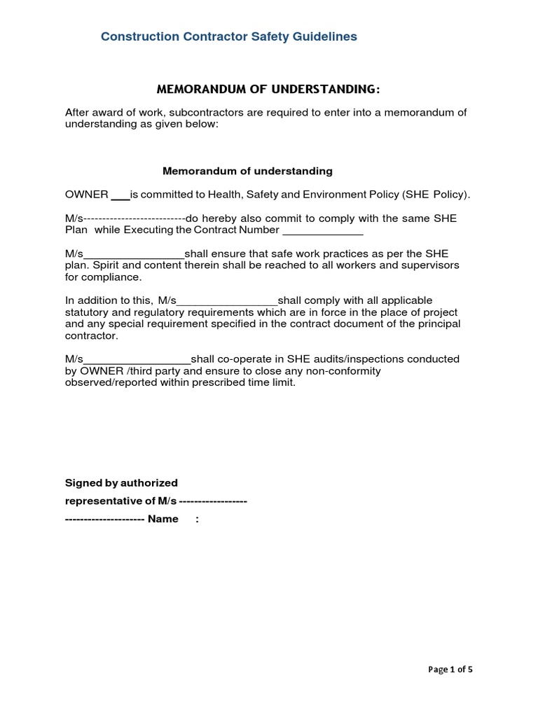 Construction Contractor Safety Guidelines-Edit | PDF | Independent ...