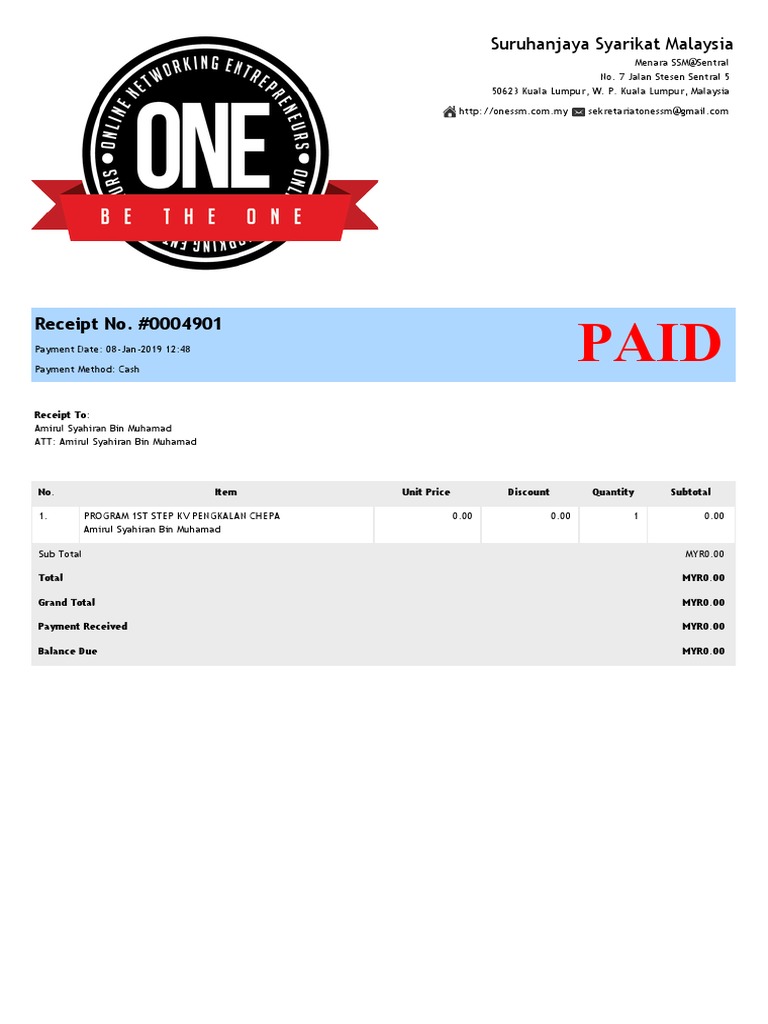 Receipt No. #0004901: Suruhanjaya Syarikat Malaysia | PDF