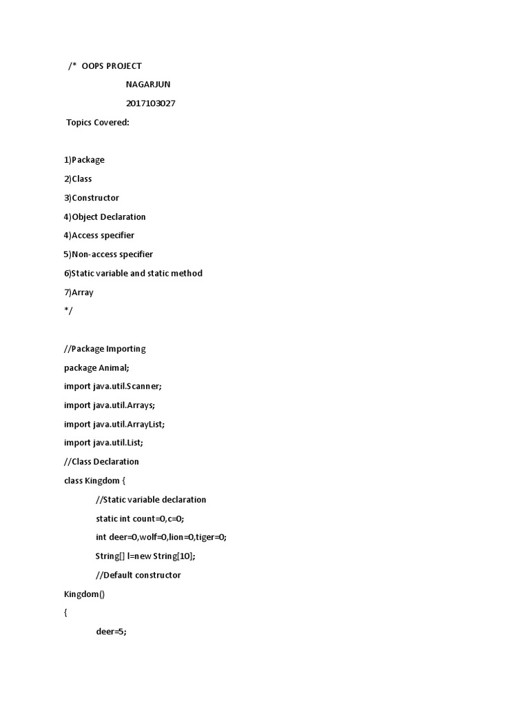 Oops Project Download Free Pdf Constructor Object Oriented Programming Programming