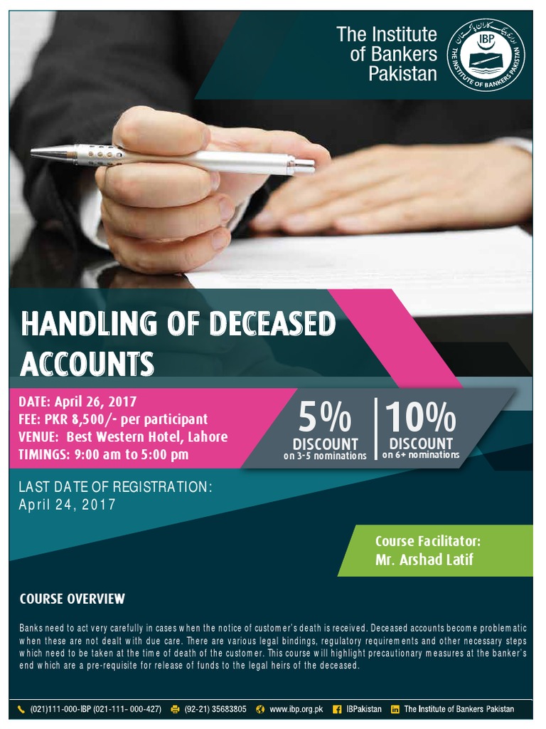 Handling Deceased Accounts Course | PDF | Legal Guardian | Banks