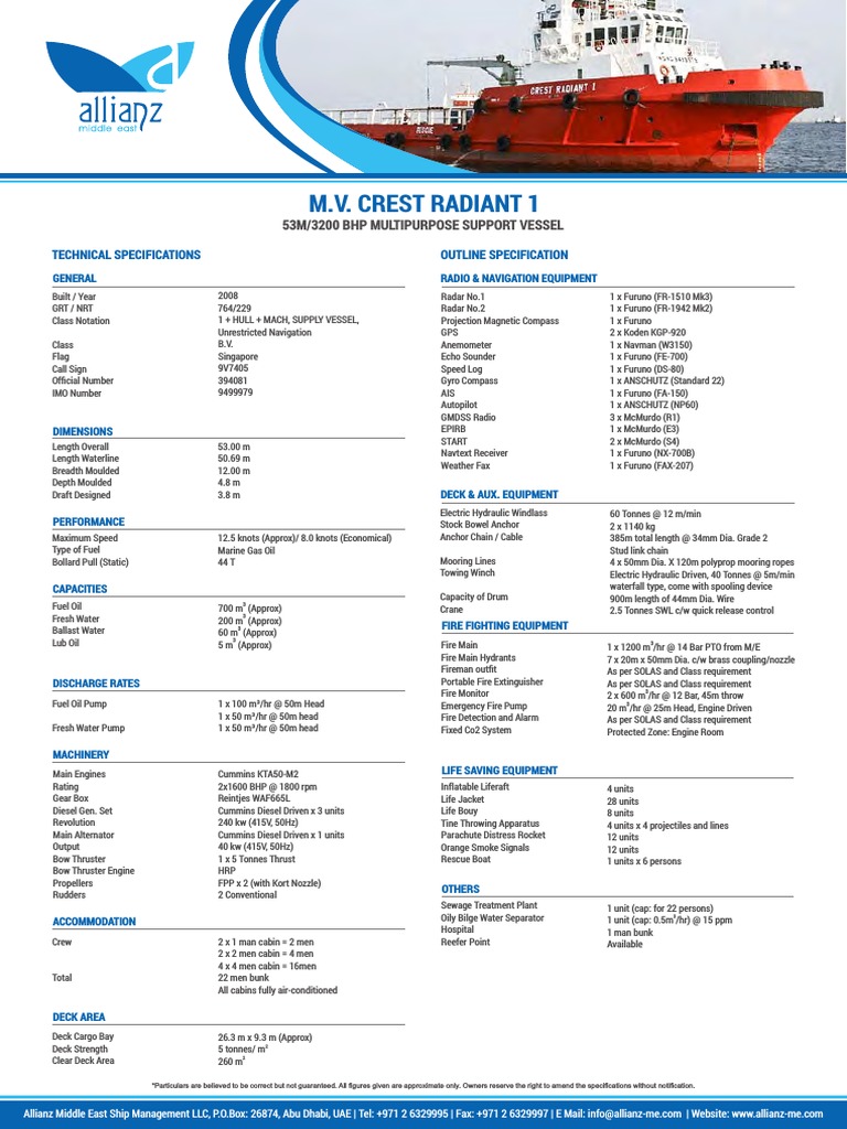 M.V. Crest Radiant 1 1 | PDF | Engines | Ships