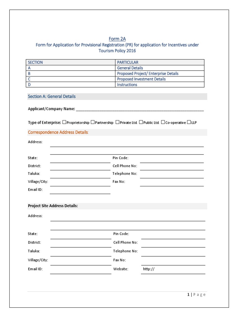 Form 2A - Application For Provisional Registration | PDF | Identity ...