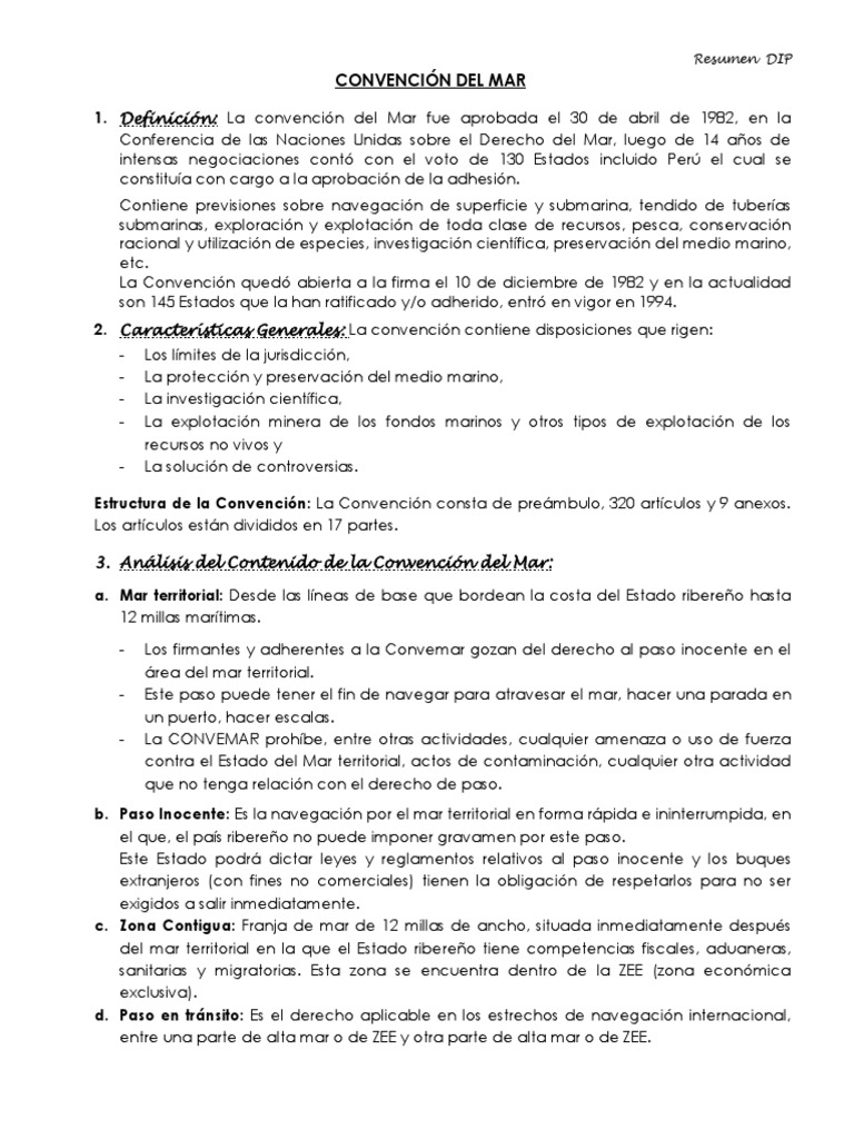 CONVEMAR | PDF | Convención de las Naciones Unidas sobre el derecho del ...