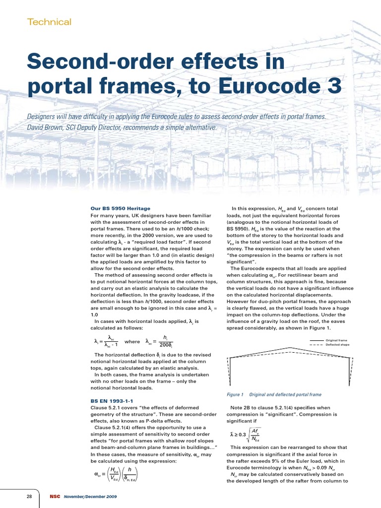 Second-Order Effects in Portal Frames To Eurocode 3 | PDF | Beam ...