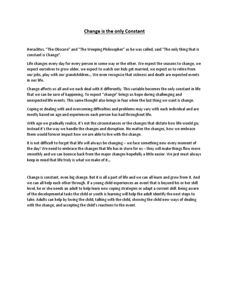Change Is The Only Constant | PDF | Coping (Psychology) | Neuroscience