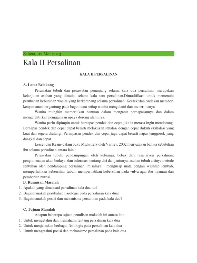 Mekanisme Pemeriksaan KALA II | PDF