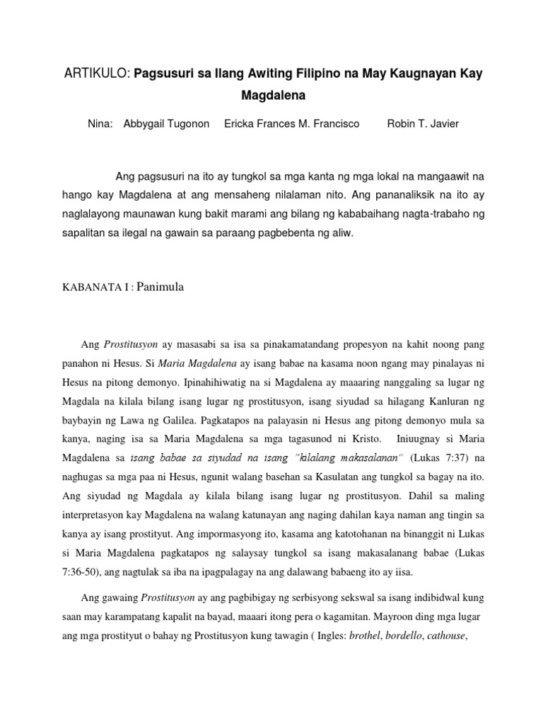 ARTIKULO Pagsusuri Sa Ilang Awiting Fili | PDF