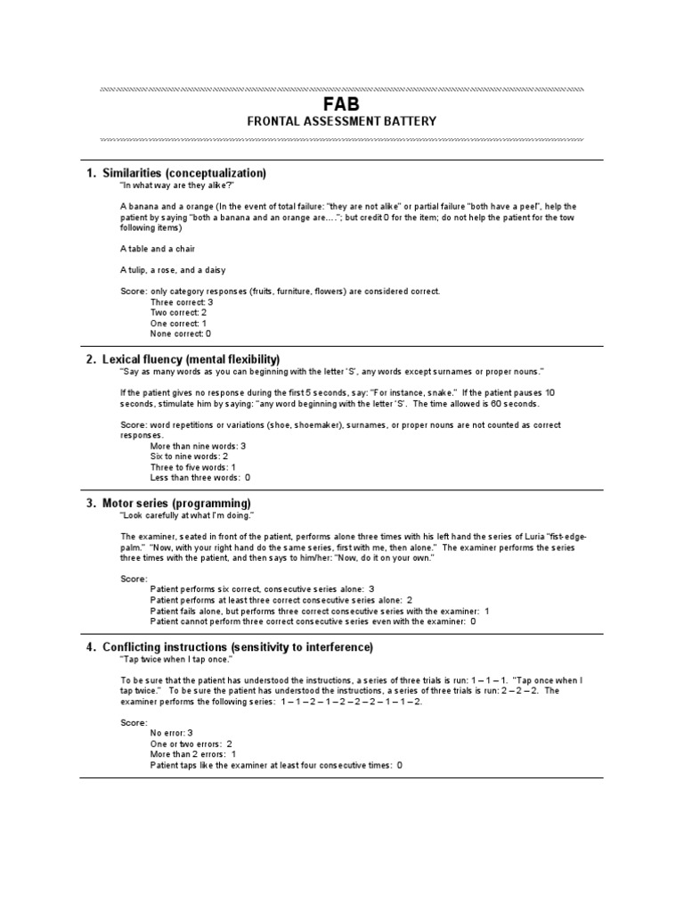 Cognitive Assessment Battery Pdf