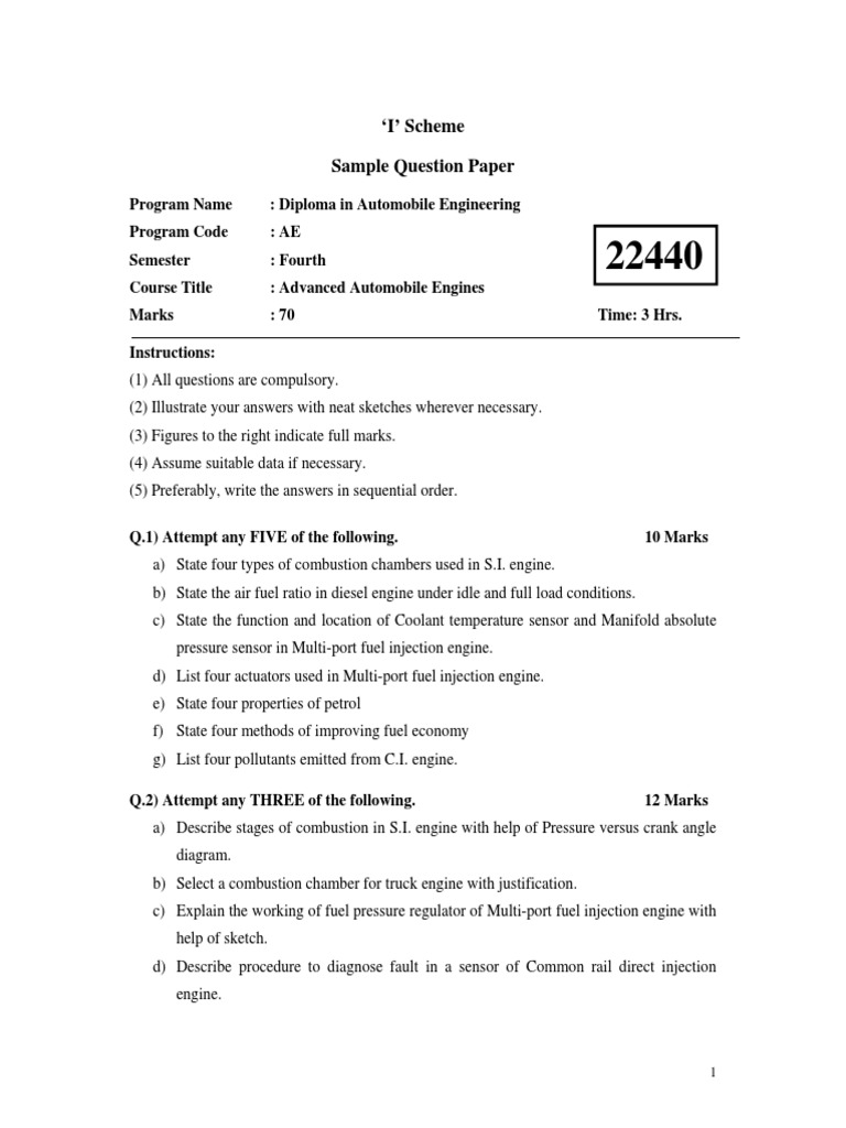 Sample-Question-Paper - Advanced Automobile Engines PDF | PDF | Fuel ...