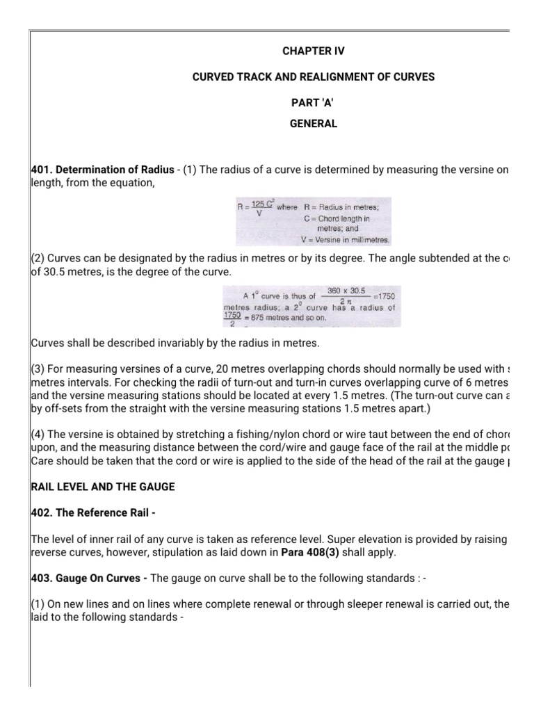 Chapter IV Curved Track and Realignment of Curves Part | PDF | Track (Rail Transport) | Rail ...