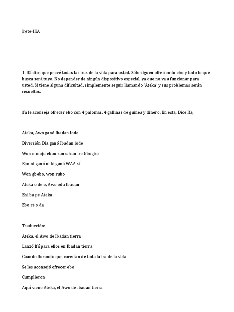 12 Irete Ika Ingles | PDF | Religión étnica | Santeria