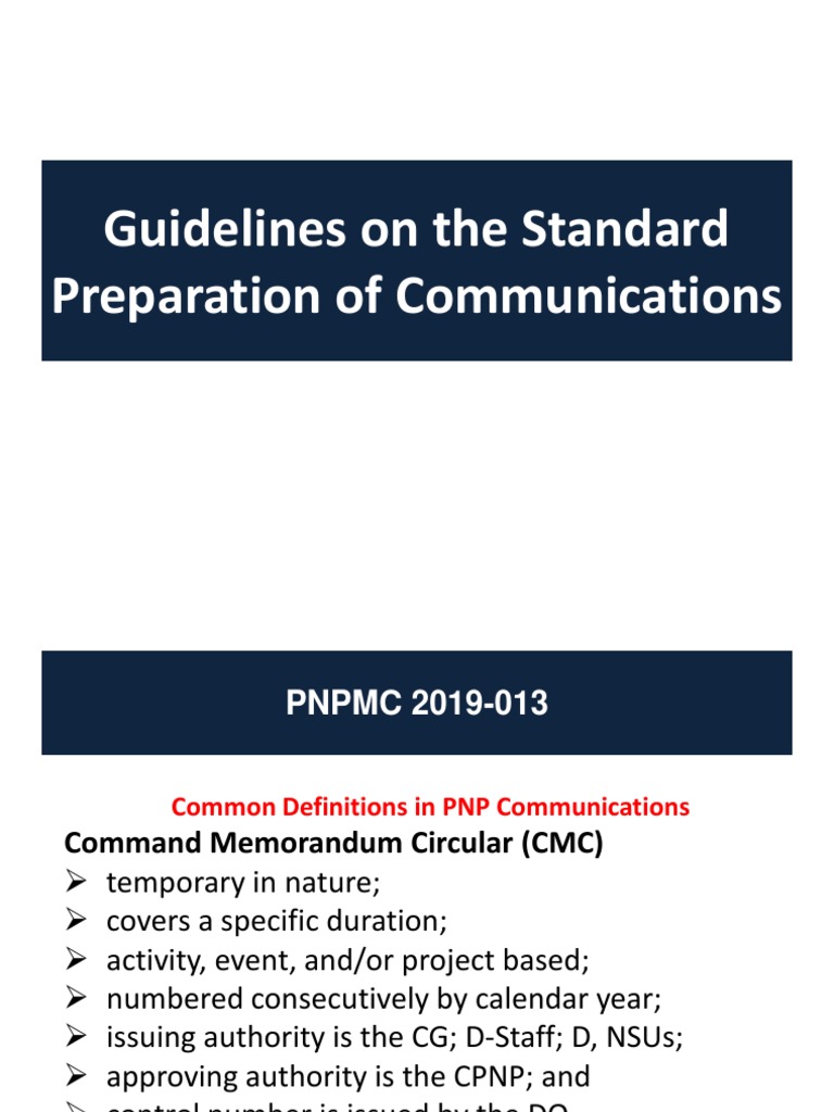 Guidelines on Standard Preparation of PNP Communications | PDF ...
