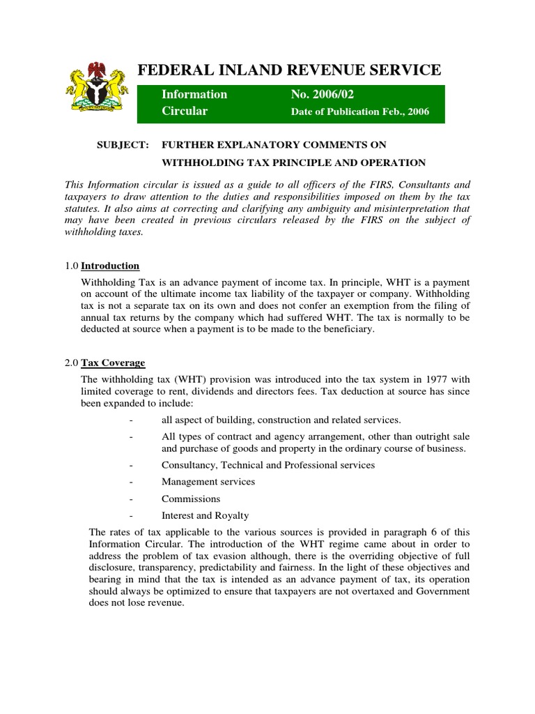 Nigeria WHT Need To Know | PDF | Withholding Tax | Permanent Establishment