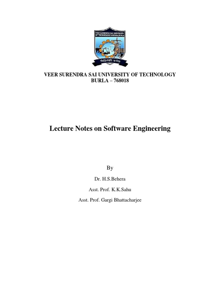 Lecture Notes On Software Engineering: Veer Surendra Sai University of ...