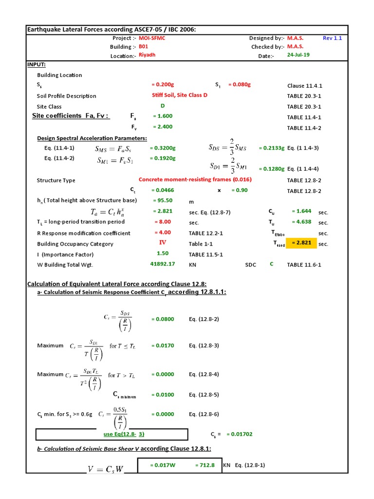 ASCE7-05 & IBC 2006 Earthquake Lateral Forces - Rev 1.1 - Oct-10-2018 ...