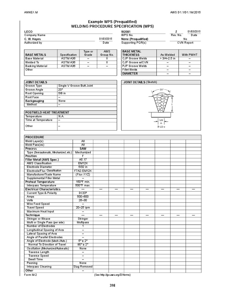Ejemplo Wps | PDF | Welding | Construction