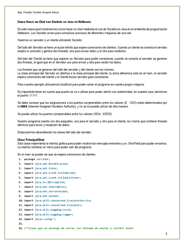 Como Hacer Un Chat Con Sockets en Java | PDF | Java (lenguaje de programación) | Servidor ...