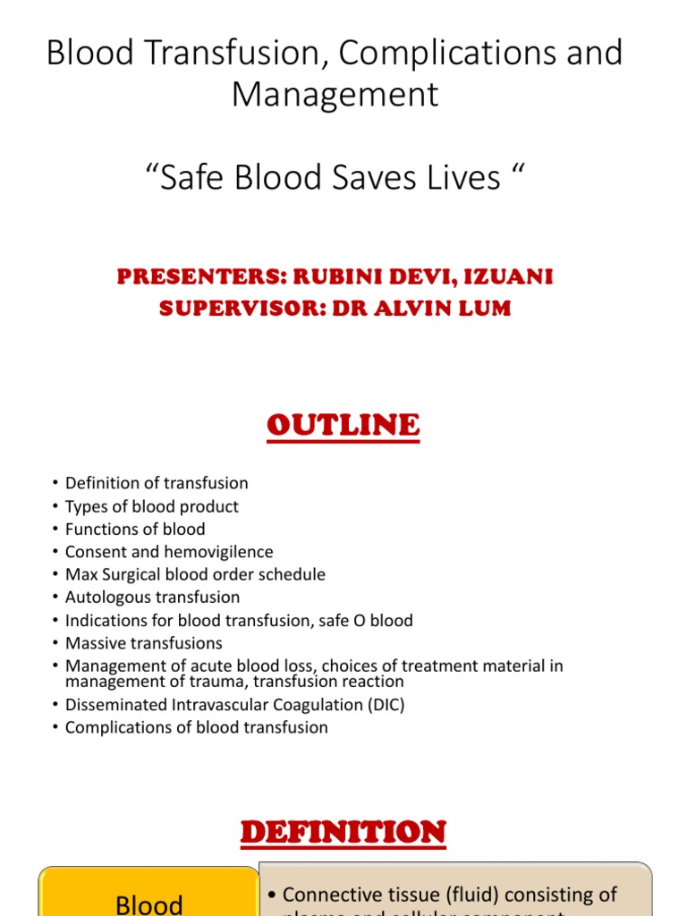 Blood Transfusion: Complications & Management | PDF | Blood Transfusion ...