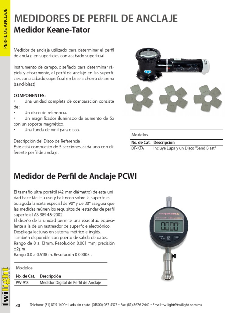 Medidor de Perfil de Anclaje Keane-Tator | PDF