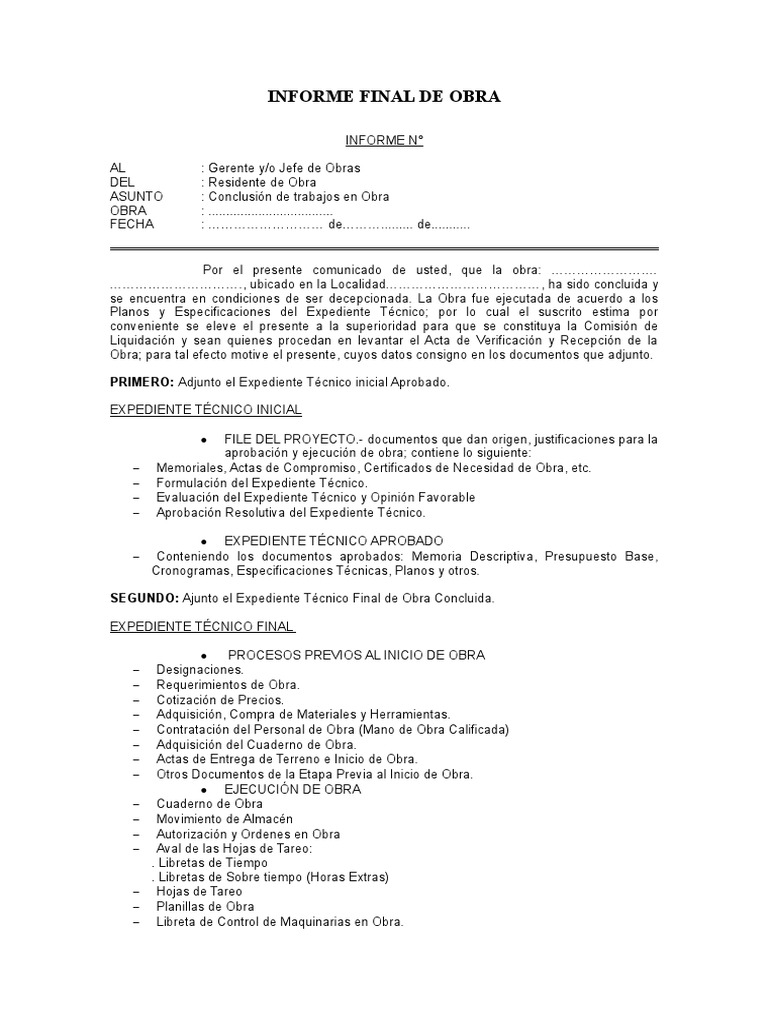 Informe Final de Obra Concluida | PDF | Gobierno | Business