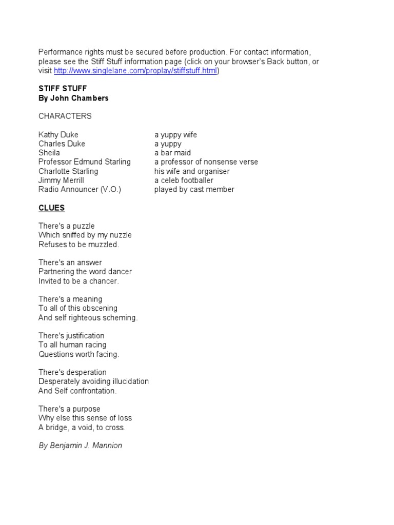 Stiff Stuff by John Chambers: by Benjamin J. Mannion | PDF