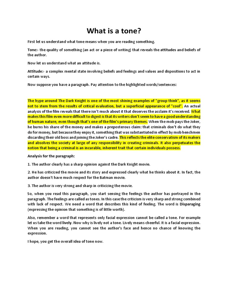What Is A Tone?: Tone:-The Quality of Something (An Act or A Piece of ...