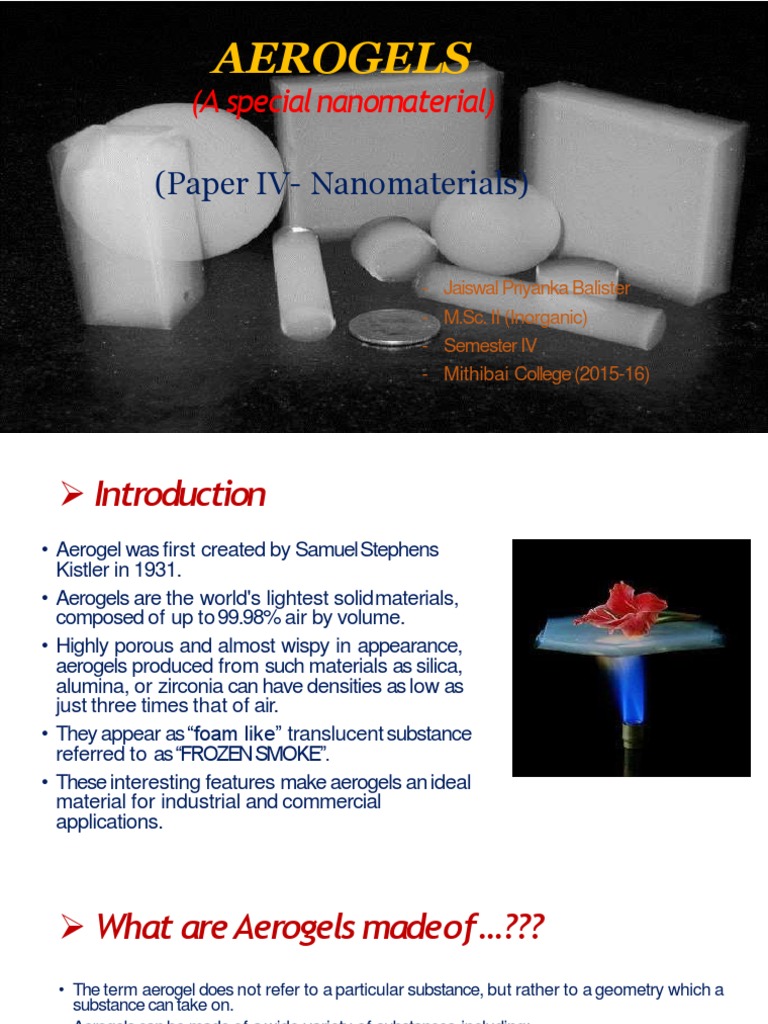 Aerogels: The World's Lightest Solid Materials | PDF | Materials ...