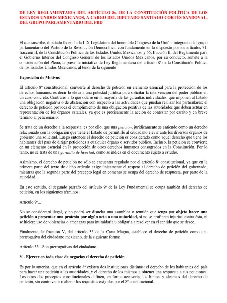 Articulo 8 Constitucional | PDF | Petición | Constitución