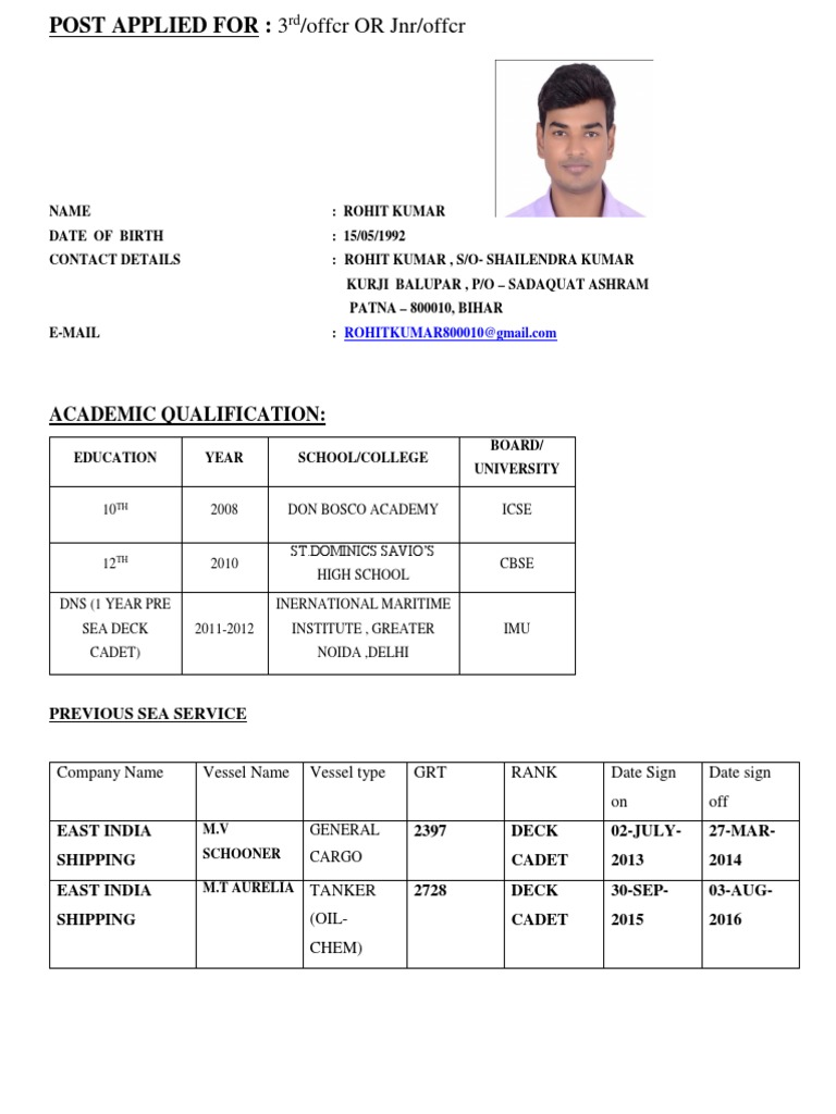 CV Update 1 | PDF | Ships | Merchant Navy