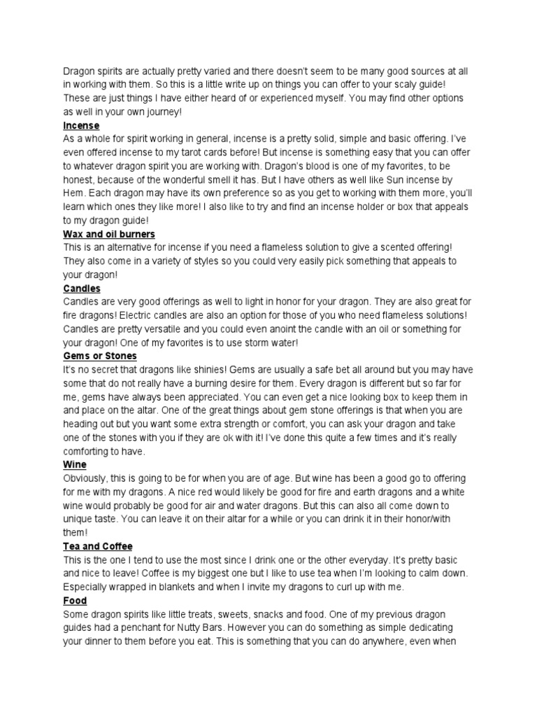 Offerings for Dragon Spirits | PDF | Candle | Incense