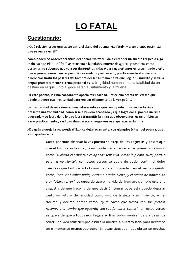 Lo Fatal | PDF | Rima | Muerte