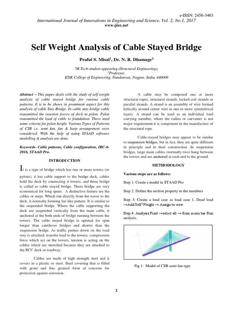 Self Weight Analysis of Cable Stayed Bridge PDF | PDF | Structural Engineering | Civil Engineering