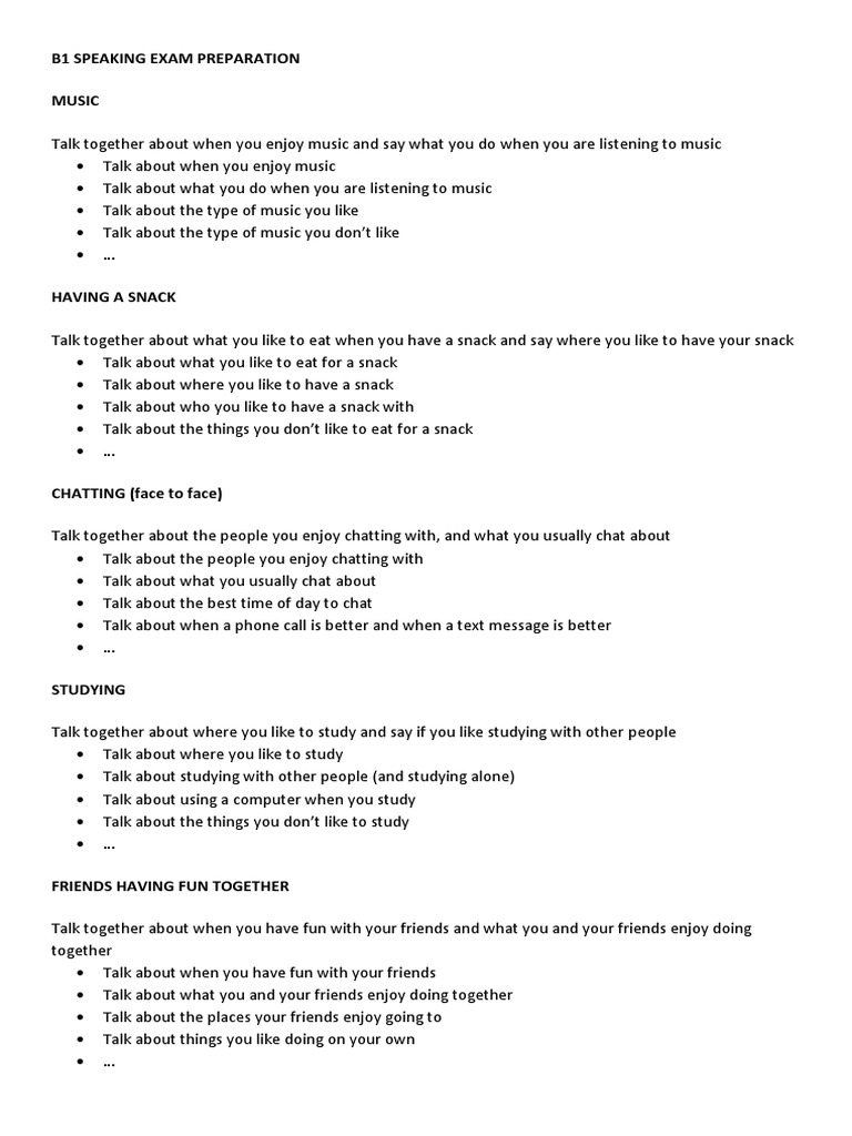 PET Speaking Part 4 Exam Preparation | PDF