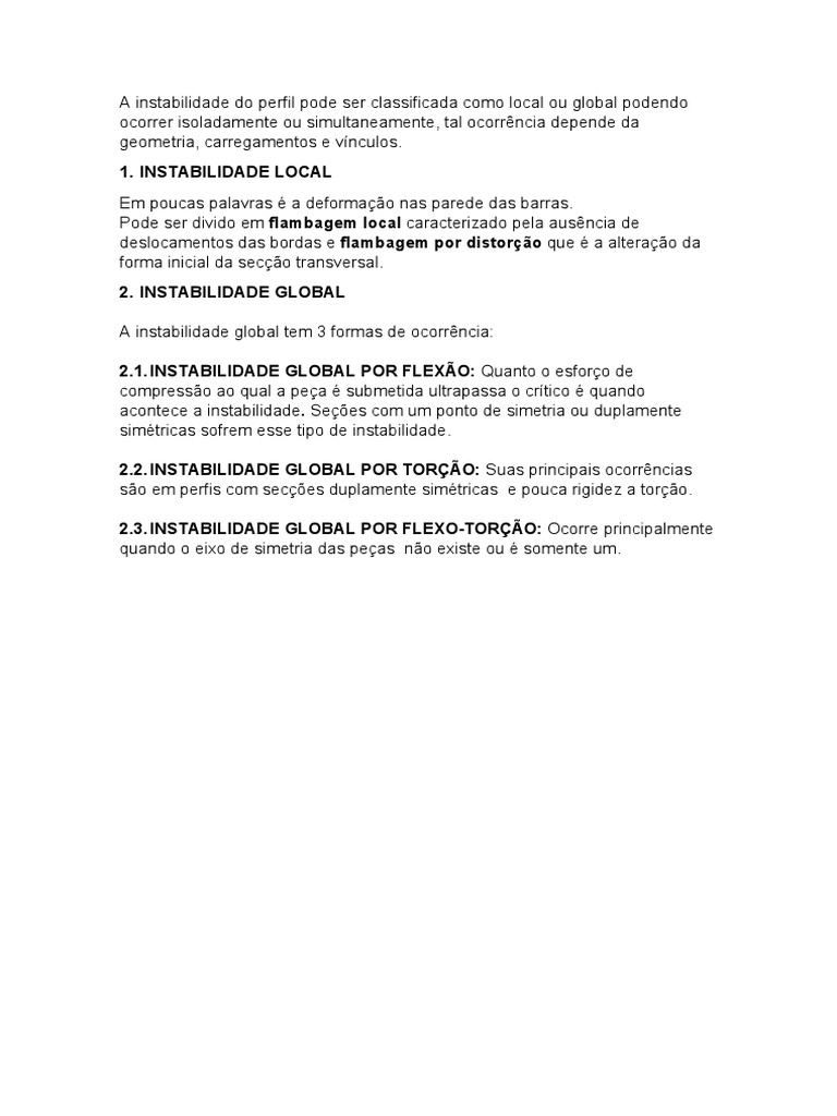 Tipos de Instabilidade Estrutural | PDF | Ciências e Matemática ...