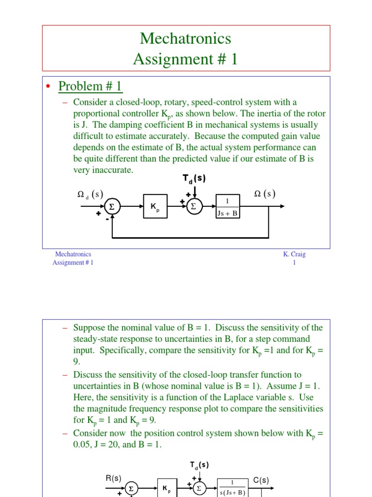 Assignment Mechatronics | PDF | Control Theory | Attitude Control