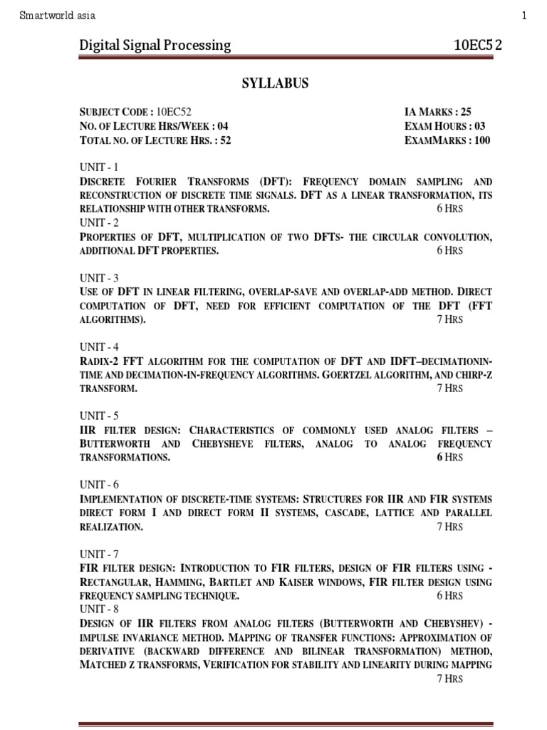 Ece-V-Digital Signal Processing U1 PDF | PDF | Discrete Fourier ...