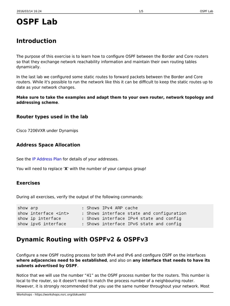 Ospf Lab: Router Types Used in The Lab | PDF | Router (Computing) | Ip Address