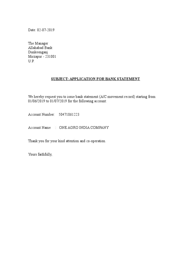 Application For Bank Statement | PDF
