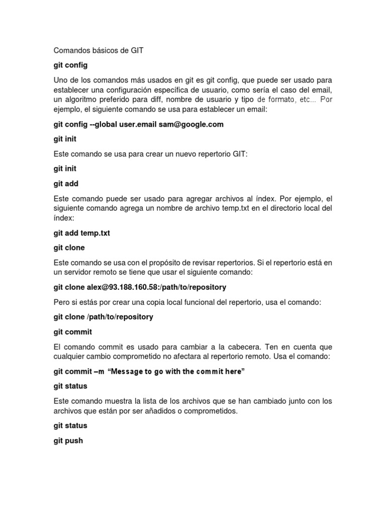 Comandos de Git | PDF | Archivo de computadora | Ingeniería Informática